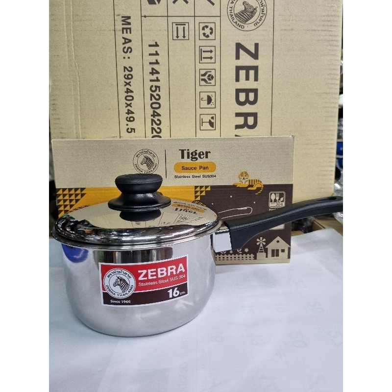 Zebra หม้อด้าม Tiger16 ซม.หัวม้าลาย 166203 หม้อโจ๊ก 1.7ลิตร ใช้เตา ...