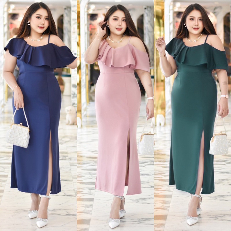 Janny เดรสสาวอวบ อ้วน Bigsize Plussize XXL ชุดออกงาน ชุดราตรี ผ้ามิลิน | Shopee Thailand