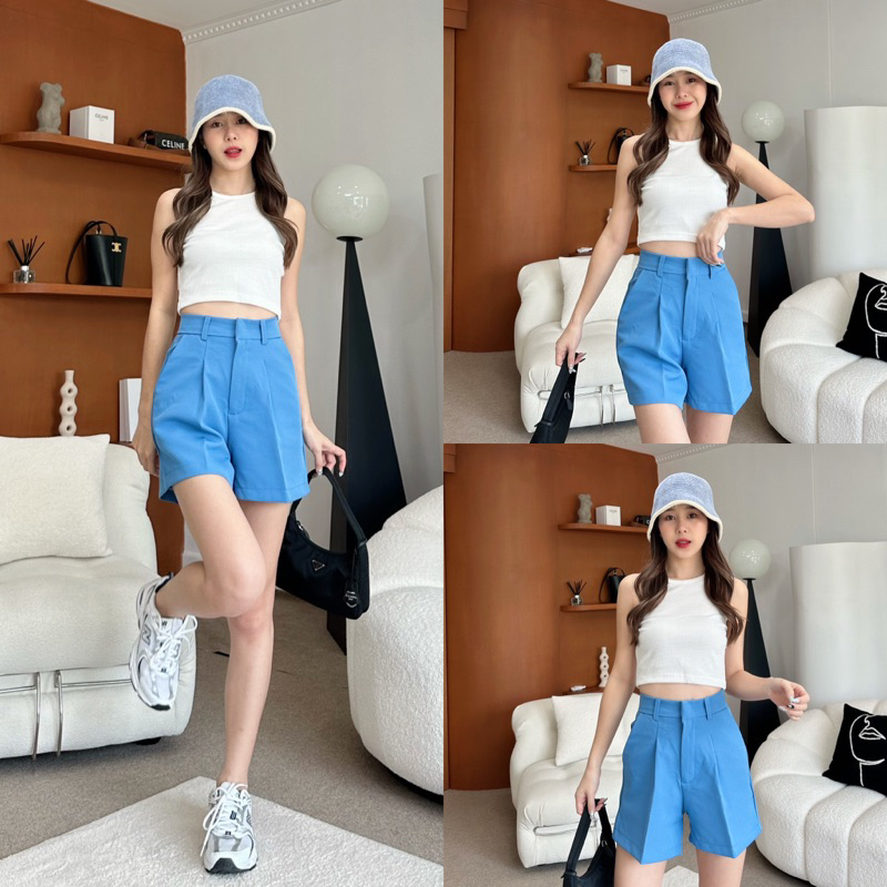 (XS-3XL) Basic shorts โพสต์2 กางเกงขาสั้นเอวสูงผู้หญิงใส่ทำงาน พรางหุ่น สะโพกและต้นขา เก็บพุง ...