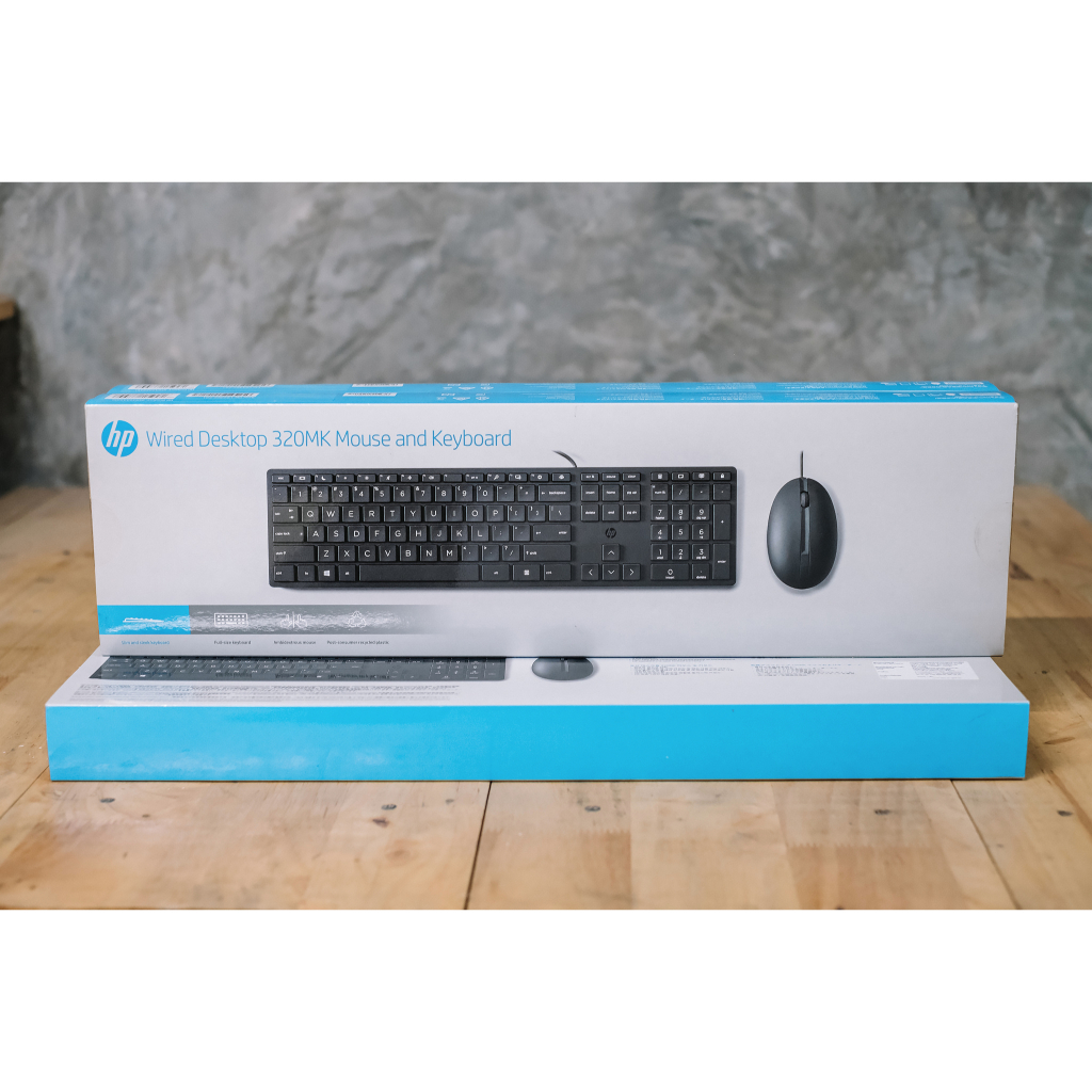คีย์บอร์ดมือสอง คีย์บอร์ดและเมาส์ แพ็คคู่ HP Wired Desktop 320MK ...