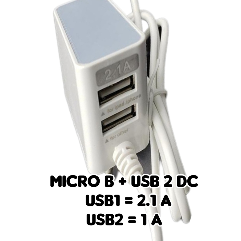 หัวสายชาร์จ Micro B พร้อมหัว USB 2ช่อง ขนาดDC5w 2.1A และ 1A พร้อมส่งจากไทย | Shopee Thailand