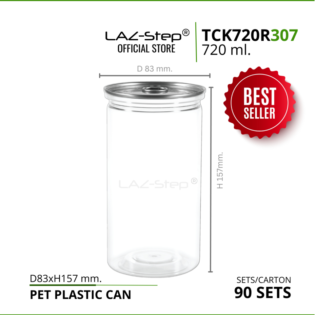 LAZ-Step กระป๋องพลาสติก PET กระป๋องฝาดึง ขนาด 720 ml. TCK720R307 บรรจุ ...