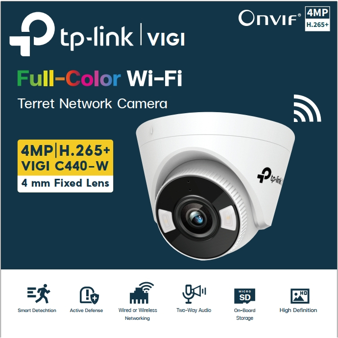 TP-LINK VIGI C440-W 4MP Full-Color Wi-Fi Turret Network Camera | Shopee ...