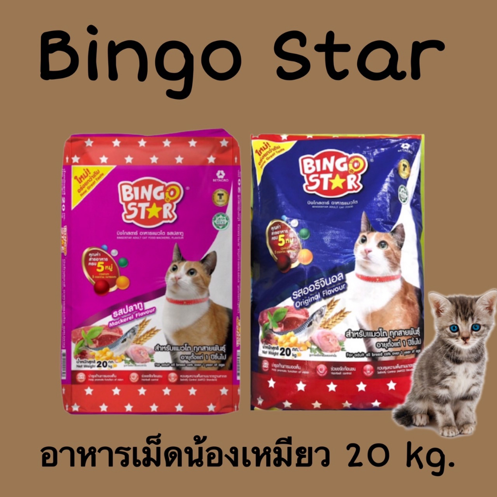 Bingo star อาหารแมว รสปลาทู และ รสออริจินอล ขนาด 20 kg. บิงโกสตาร์ ...
