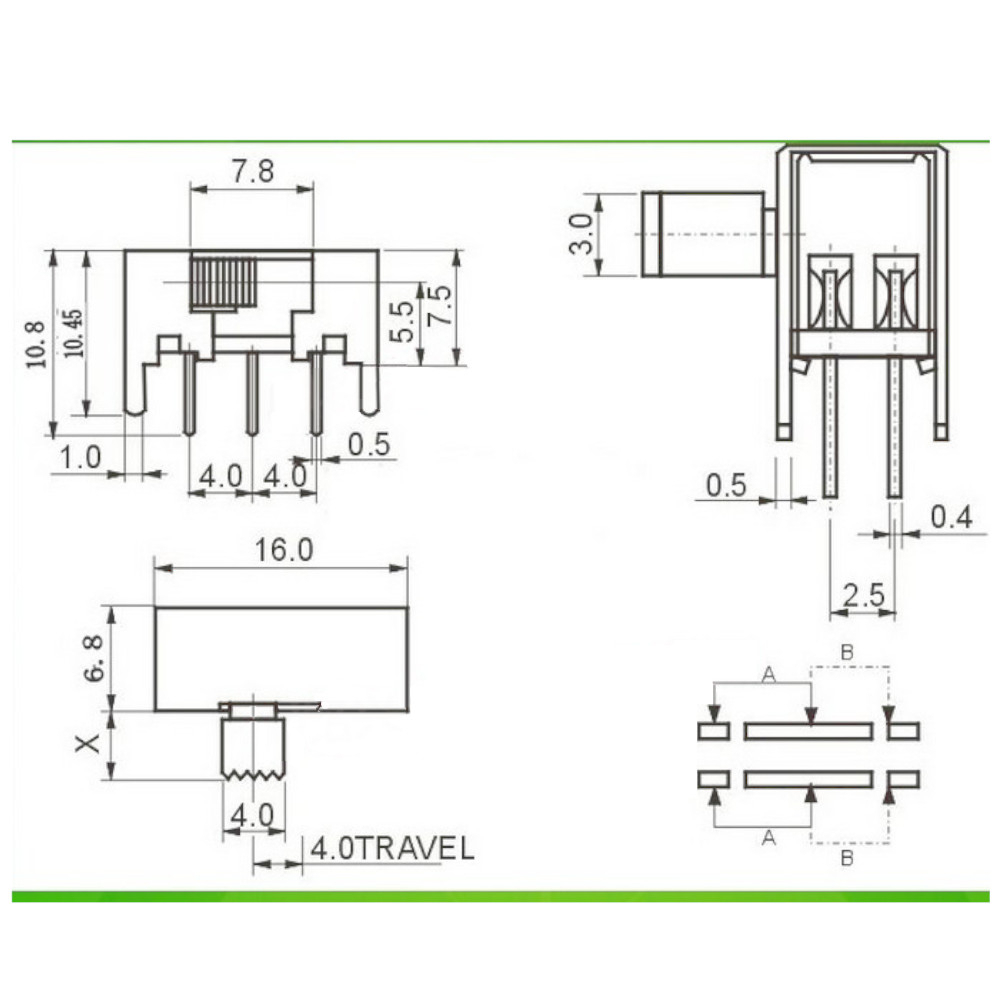 (2ตัว/5ตัว) สวิตซ์เลื่อน สไลด์สวิตซ์ SS-12F15 SS-12D00 SK-22H03 SS-23E04 ขาโยก 4 มม.Slide Switch ...