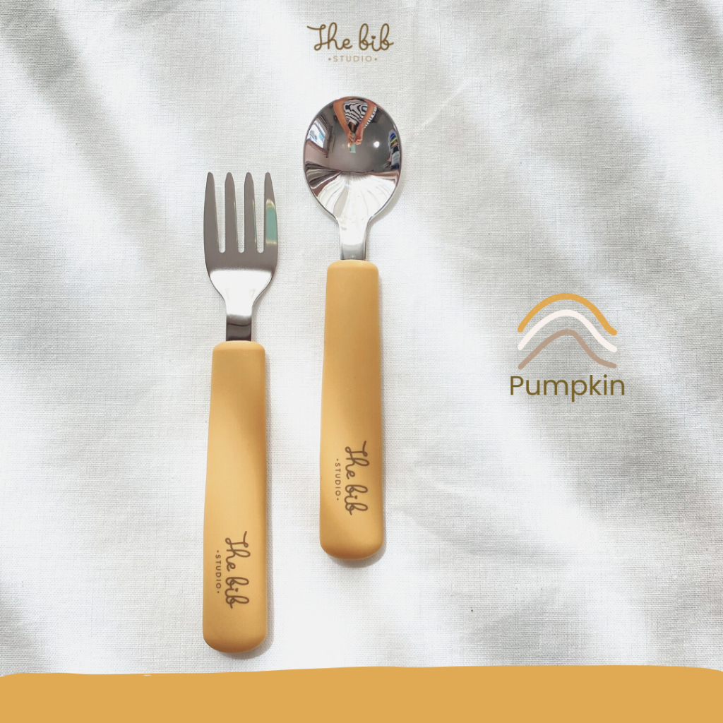 The Bib Studio ใหม่ ช้อนส้อมเด็ก ช้อนส้อมสแตนเลสเด็ก ช้อนทานข้าวเด็ก ...
