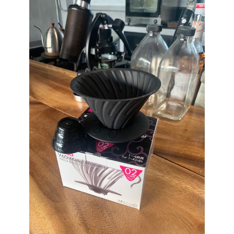 HARIO V60 Metal Coffee Dripper Metal Dripper series Matte Black Copper ดริปเปอร์สแตนเลส สีดำ มือ ...