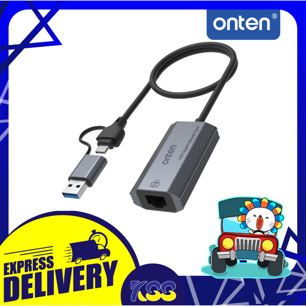อุปกรณ์แปลงสายแลน อุปกรณ์เพิ่มช่องยูเอสบี Onten OTN-UE101 2 in 1 USB3.2 ...