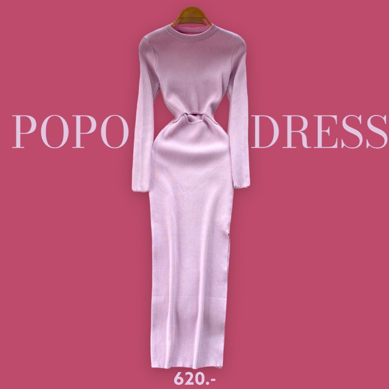 Popo Dress เดรสknittingเว้าหน้า | Shopee Thailand