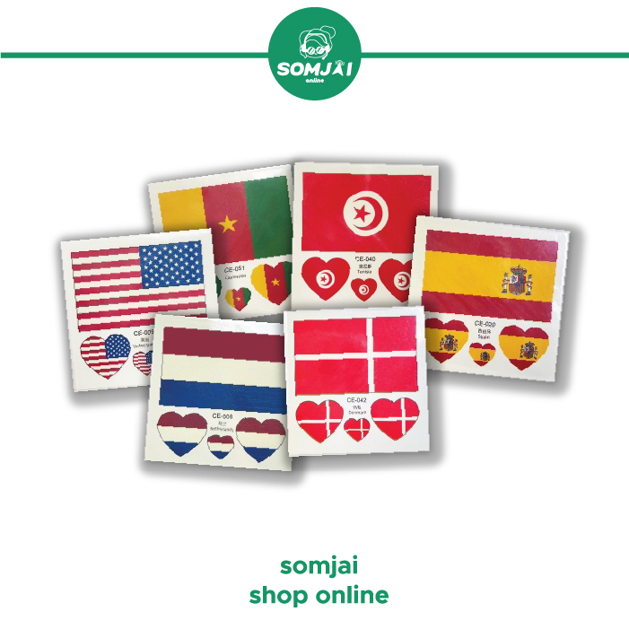 Somjai Selected สติ๊กเกอร์แทททู ลายฟุตบอลโลก ธงชาติ | Shopee Thailand