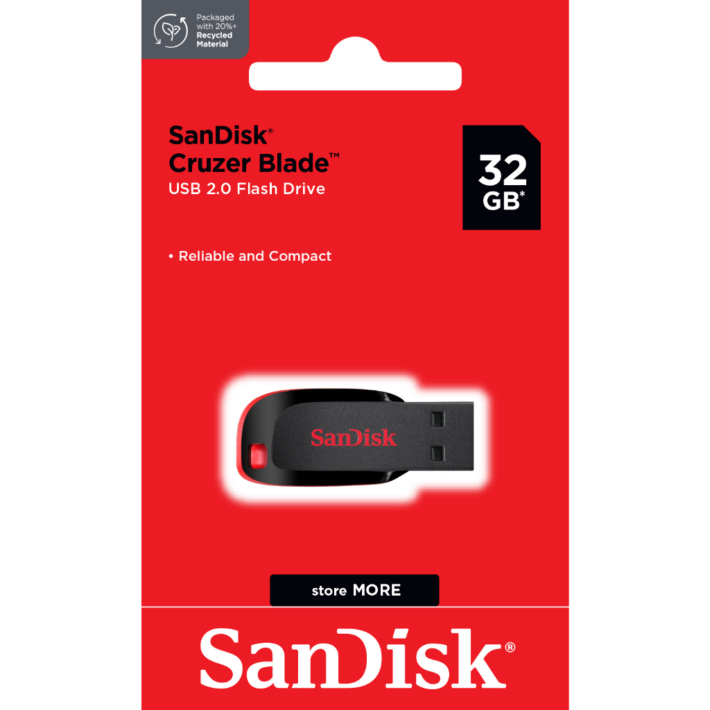 SanDisk CRUZER BLADE USB แฟลชไดร์ฟ 32GB, USB2.0 (SDCZ50-032G) | Shopee ...