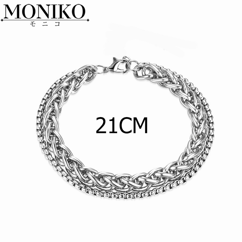 MONIKO สร้อยข้อมือสแตนเลส สําหรับผู้ชาย สไตล์คิวบา พังก์ ไม่ลอกไม่ดำ ...