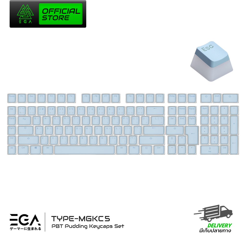 EGA TYPE MGKC5 ปุ่มกด Keycaps คีย์แคปพุดดิ้ง TH/EN คีย์แคป 117 ปุ่ม ไฟ ...
