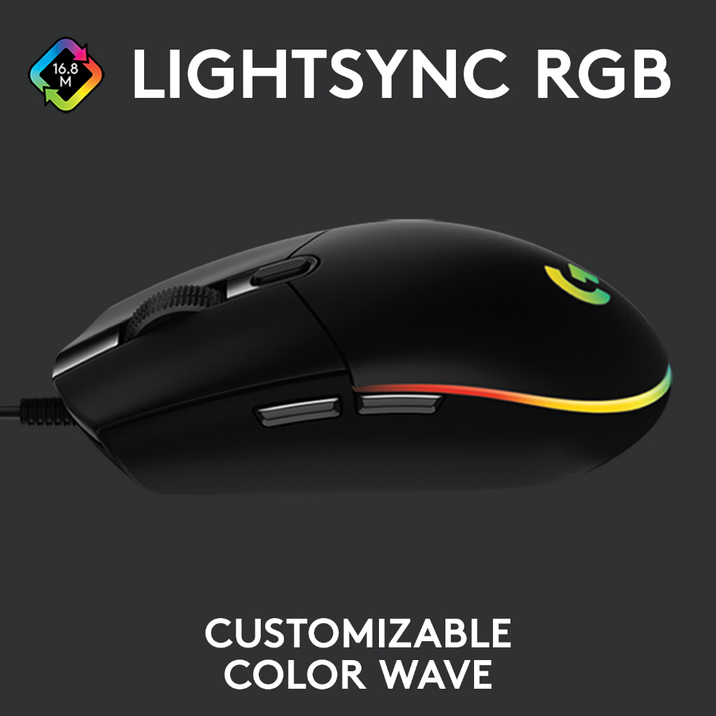 Logitech G102 LIGHTSYNC Gaming Mouse (Black) 8,000 DPI (เมาส์เกมมิ่ง พร้อมไฟ RGB) | Shopee Thailand