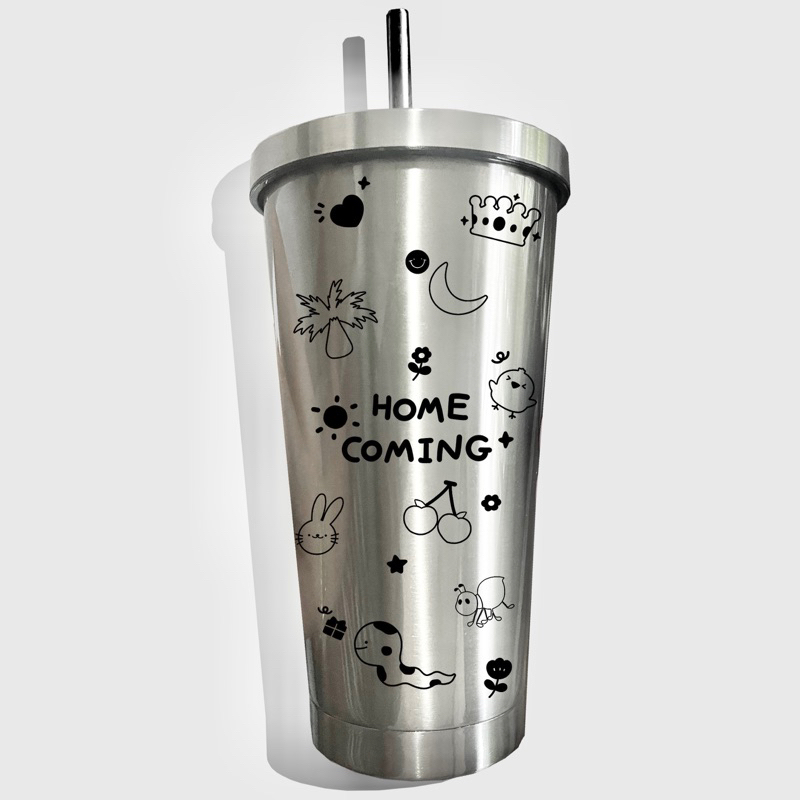 แก้วสแตนเลสเก็บอุณหภูมิ สีเงินทรงสตาร์บัค สกรีน Got7 emoji | Shopee ...