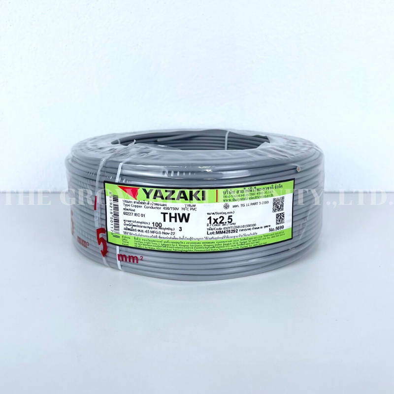 THAI YAZAKI สายไฟ THW 1x2.5 Sq.mm. สายไฟ ไทย ยาซากิ 1x2.5 Sq.mm ความยาว 100 เมตร | Shopee Thailand