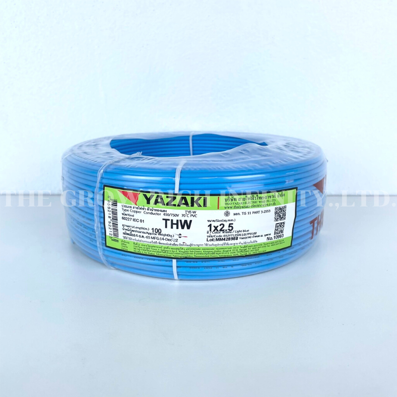 THAI YAZAKI สายไฟ THW 1x2.5 Sq.mm. สายไฟ ไทย ยาซากิ 1x2.5 Sq.mm ความยาว 100 เมตร | Shopee Thailand