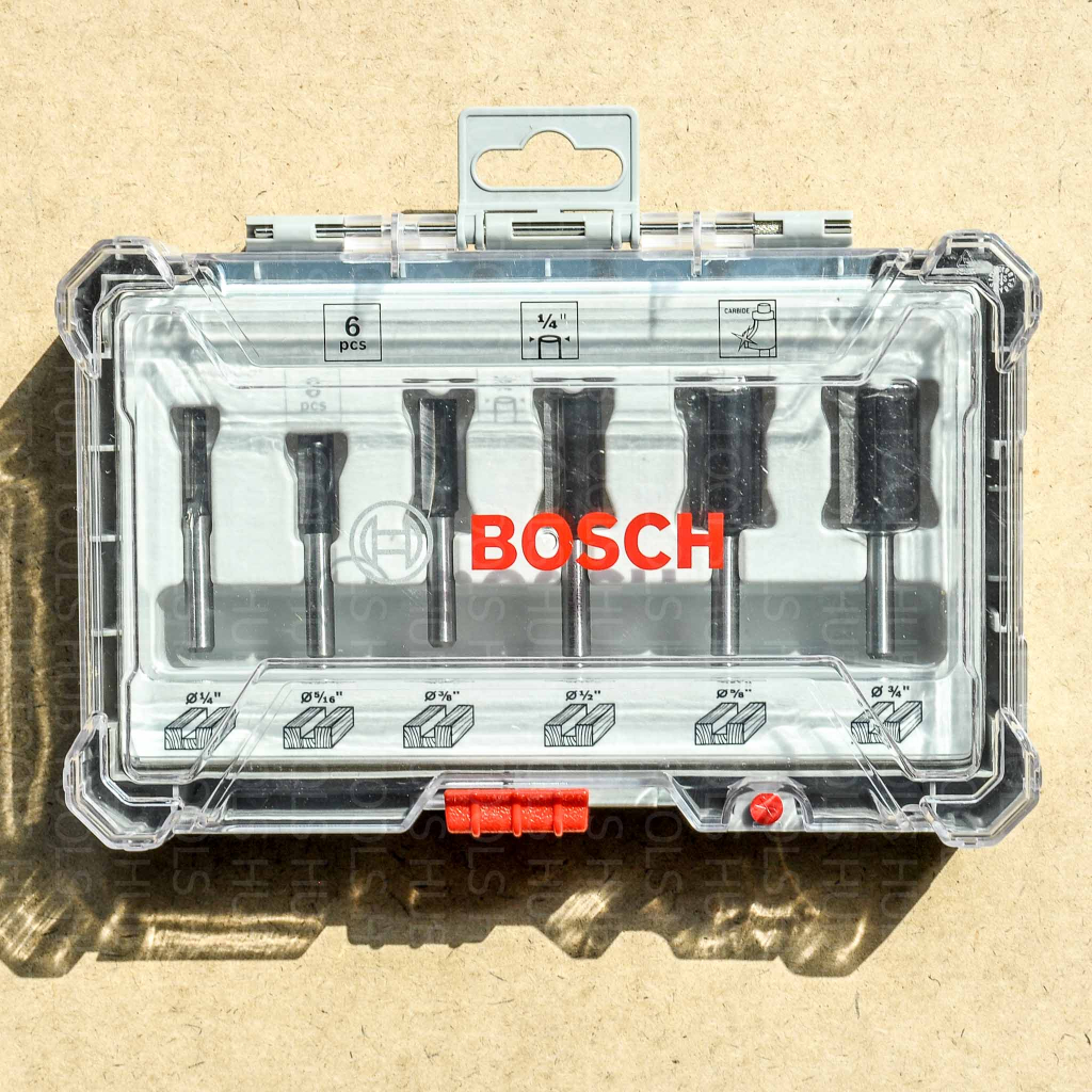 BOSCH ชุดทริมเมอร์แกน 1/4นิ้ว ดอกกัดไม้ ดอกกัดตรง(ชุด6ดอก)รุ่น ...
