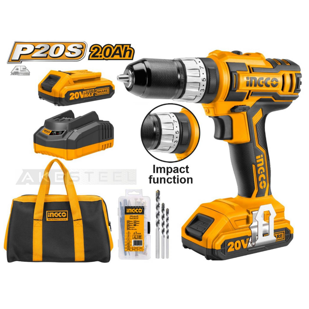 (ถูกสุด) INGCO สว่านกระแทกไร้สาย 20 โวลท์ รุ่น CIDLI2002 / CIDLI200215 ...