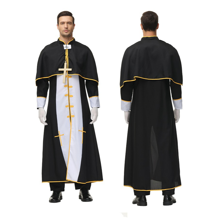 cp48.1 ชุดแฟนซีบาทหลวงสีดำ ชุดนักบวช | Shopee Thailand
