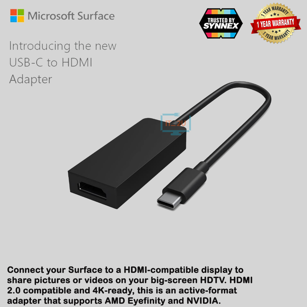 MicroSoft Surface Converter USB-C to HDMI (HFP-00005)ประกัน1ปี | Shopee ...