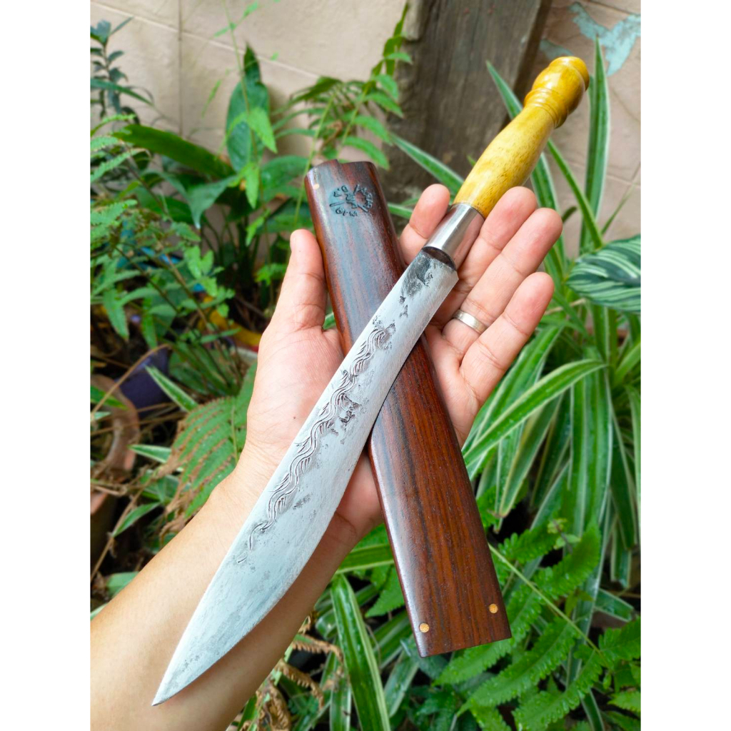 มีดซุย มีดเหน็บ อีเหน็บ (E-Nep) มีดเดินป่า มีดแคมป์ 7.9” sup9 ผิวขัด ตอกลาย ด้ามประดู่ ฝักพะยูง ...