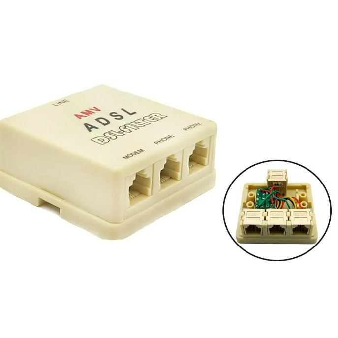ADSL splitter กล่องเเยกสายโทรศัพท์ กล่องแยกสัญญาณเน็ตและโทรศัพท์ ขยาย ...