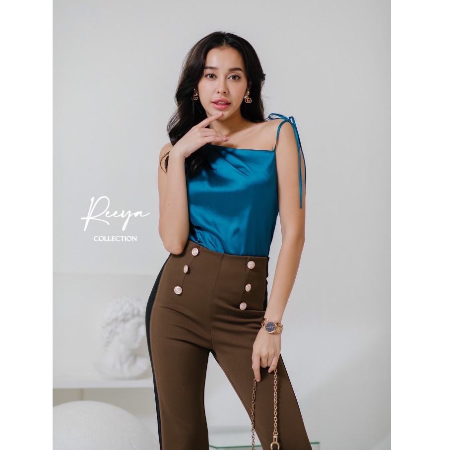 เสื้อซาตินออกงานสวยๆ เสื้อสายเดี่ยวผู้หญิง ป้าย Reeya. | Shopee Thailand