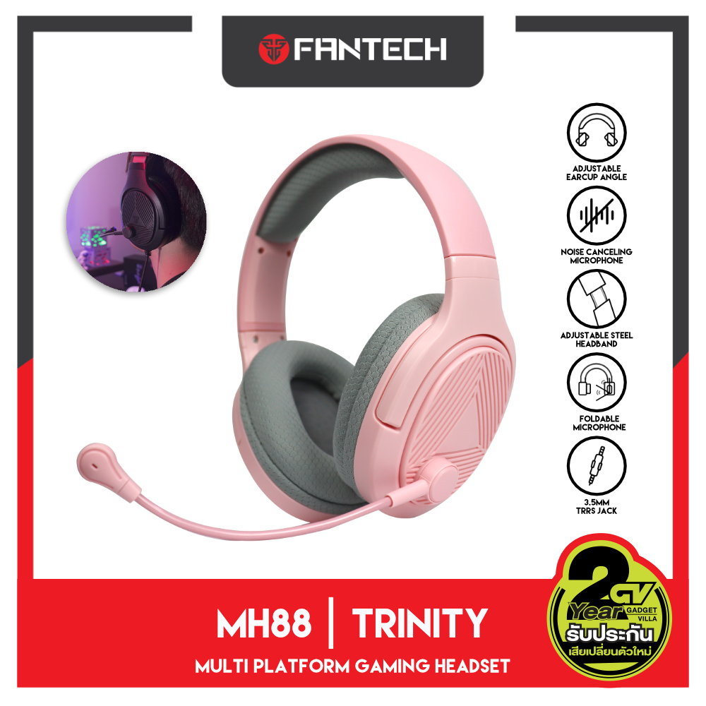 FANTECH รุ่น MH88 TRINITY Gaming Headsetมี 3 สี ดำ ชมพู ขาว ระบบ 2.1 หู ...