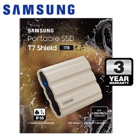 Samsung 1TB T7 Shield Portable SSD USB3.2 (Beige) | Shopee Thailand