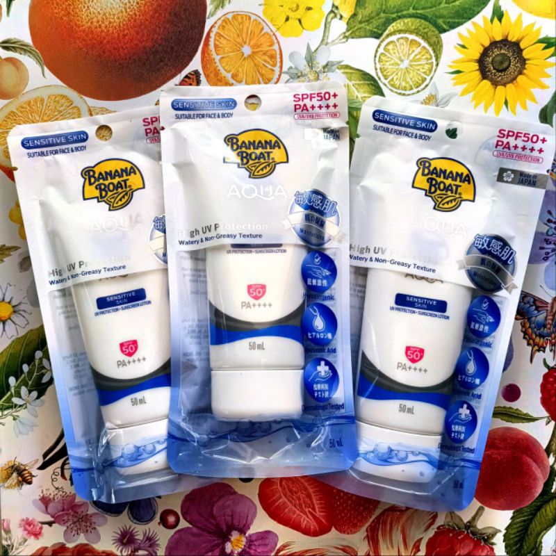 Banana Boat Aqua Sensitive Skin UV Protection Sunscreen Lotion SPF50 ...