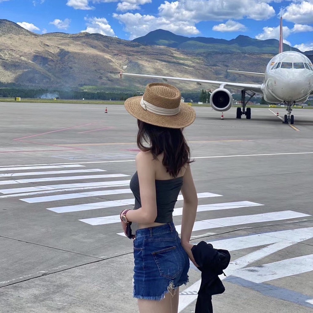 YLWหมวกสานปีกกว้าง หมวกกันแดดทรงDumont พร้อมส่งด่วนจากไทย [E062] | Shopee Thailand