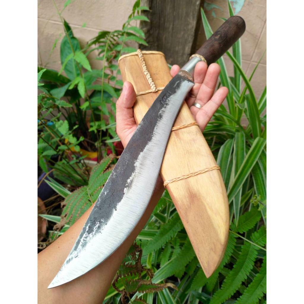 มีดเหน็บทรงงาช้าง อีเหน็บ (E-Nep) มีดเดินป่า มีดแคมป์ มีดสนาม 11.1” SUP9 ผิวไฟ ด้ามพะยูงฝักสัก ...