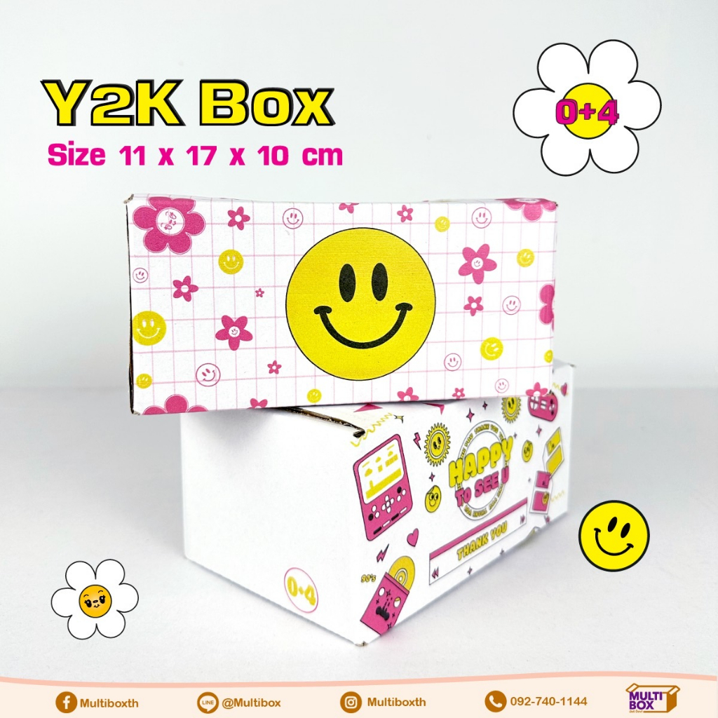 กล่องลาย Y2K Box สีขาว (Size 0+4) 20 ใบ | Shopee Thailand