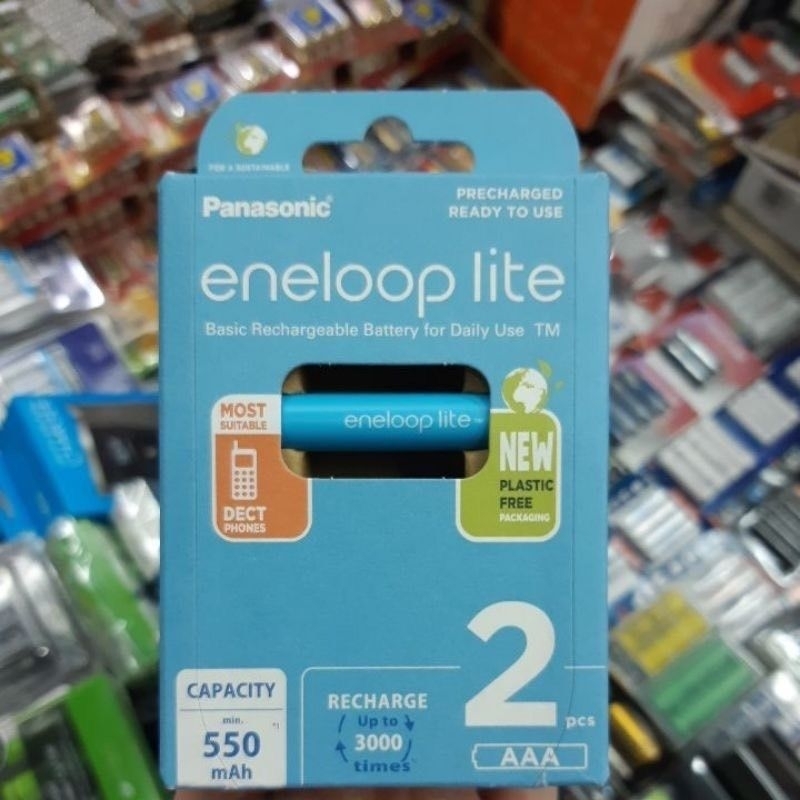 [ชาร์จได้3000ครั้ง] ถ่านชาร์จ Panasonic Eneloop Lite AAA min. 550mAh 2 ...