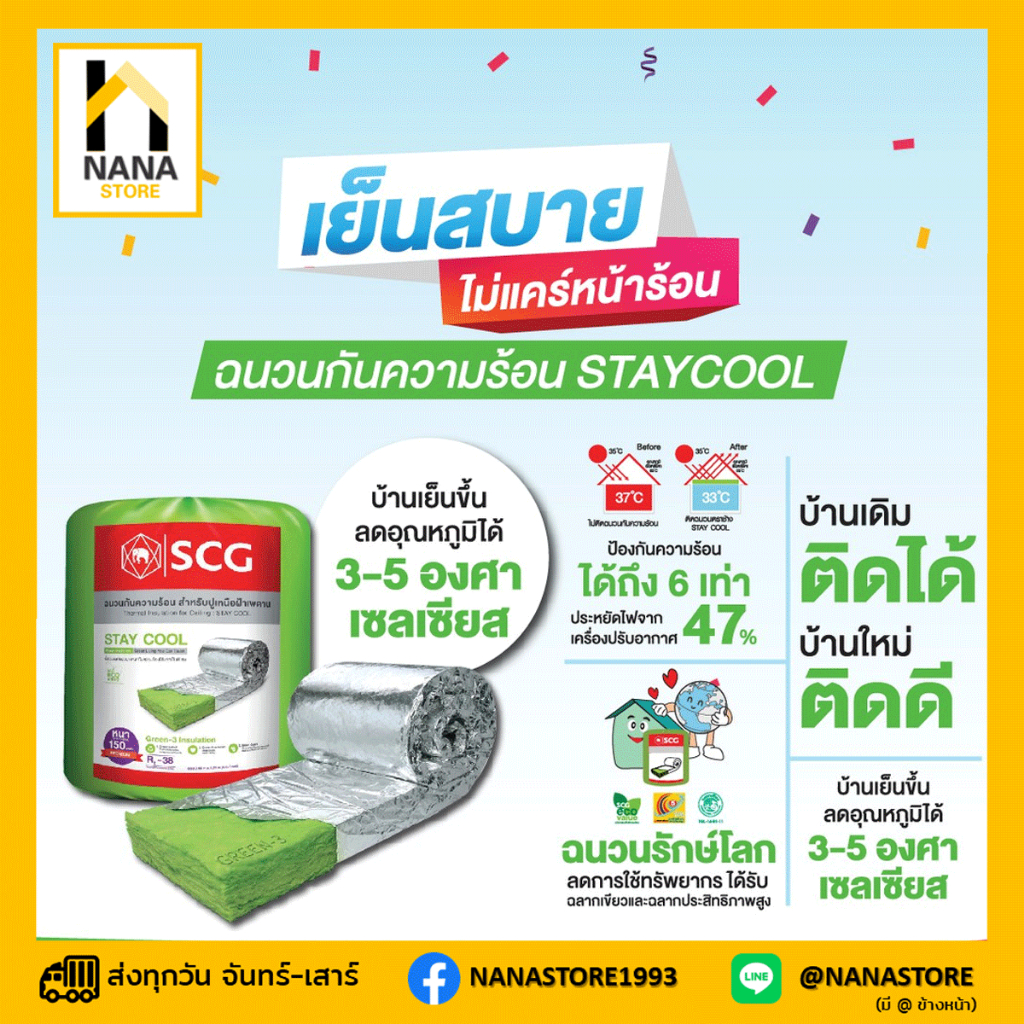 ฉนวนกันความร้อน Stay Cool - Premium SCG (หนา 3 นิ้ว, 6 นิ้ว) *จำกัด4 ...