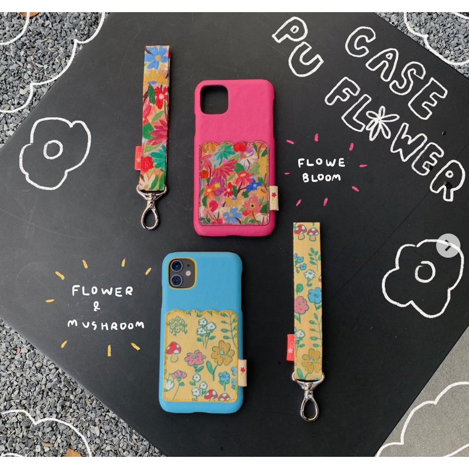amuse stuff-Flower pu case เคสผ้าแคนวาวพิมพ์ลาย+หนังพียู | Shopee Thailand