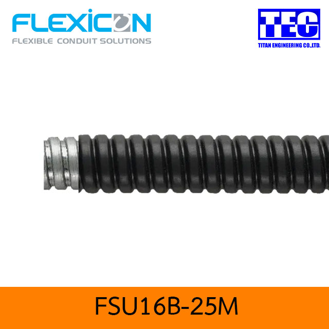 Flexicom รุ่น FSU16B, ท่อร้อยสายไฟสแตนเลสเคลือบ PVC, สีดำ, ขนาด 10mm.-34mm. | Shopee Thailand