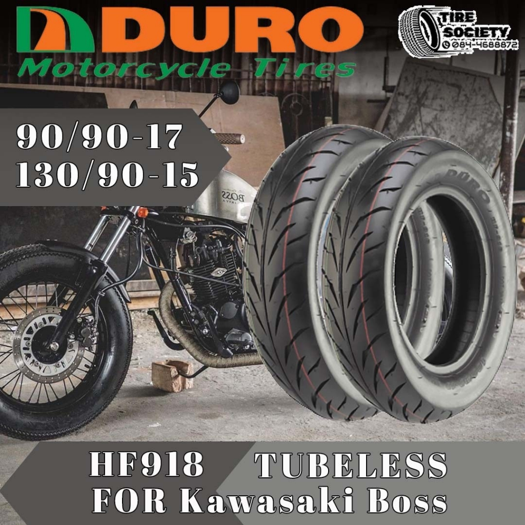 DURO HF918 ขนาด 90/90-17+130/90-15 TUBELESS FOR Kawasaki Boss ปี22 ...