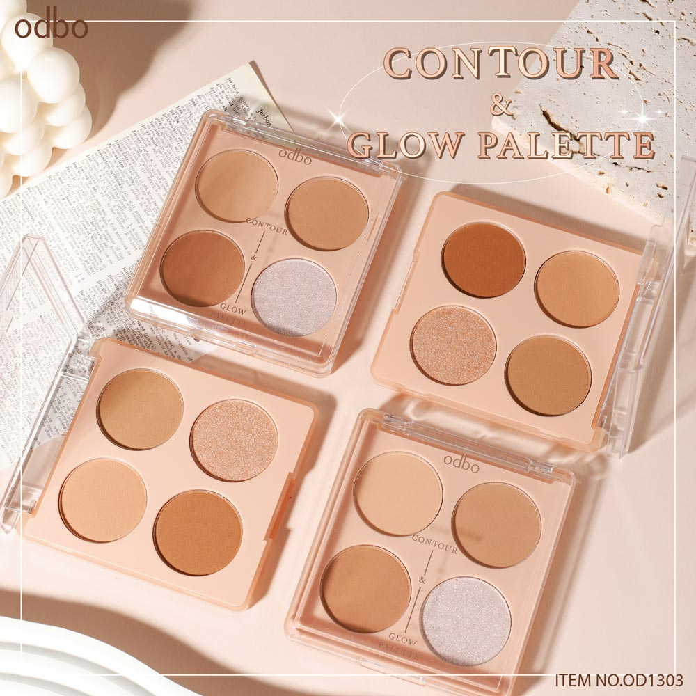 Odbo Contour & Glow Palette #OD1303 : โอดีบีโอ คอนทัวร์ แอนด์ โกลว ไฮ ...