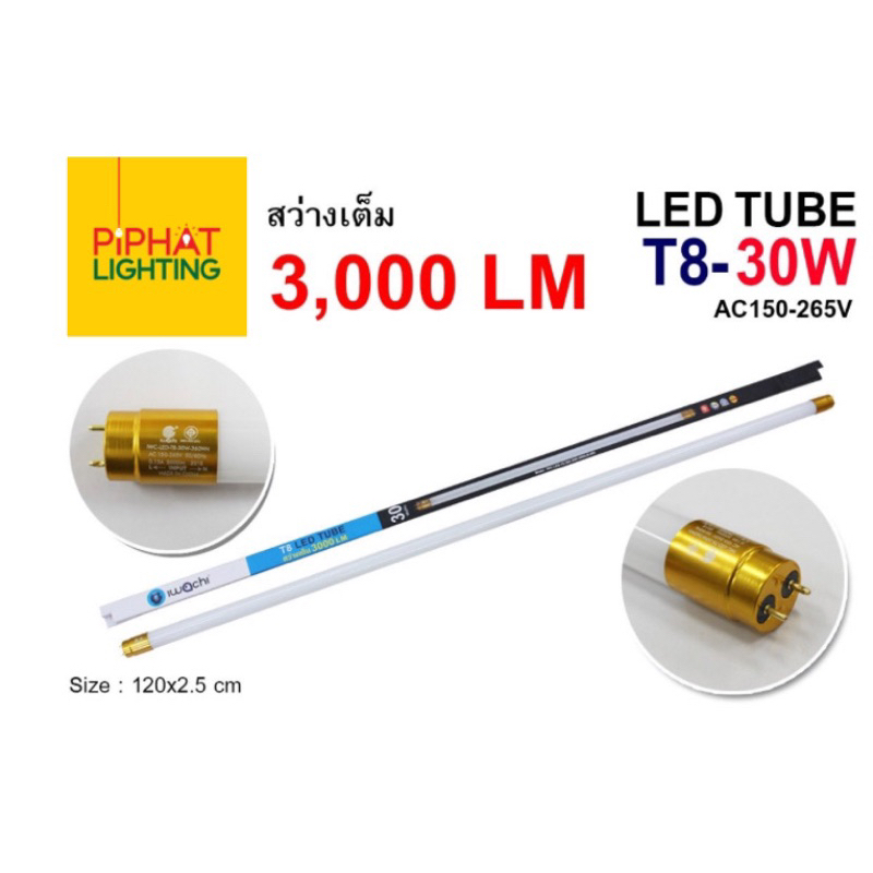 หลอด LED T8 30w 3000lmแสงขาว | Shopee Thailand