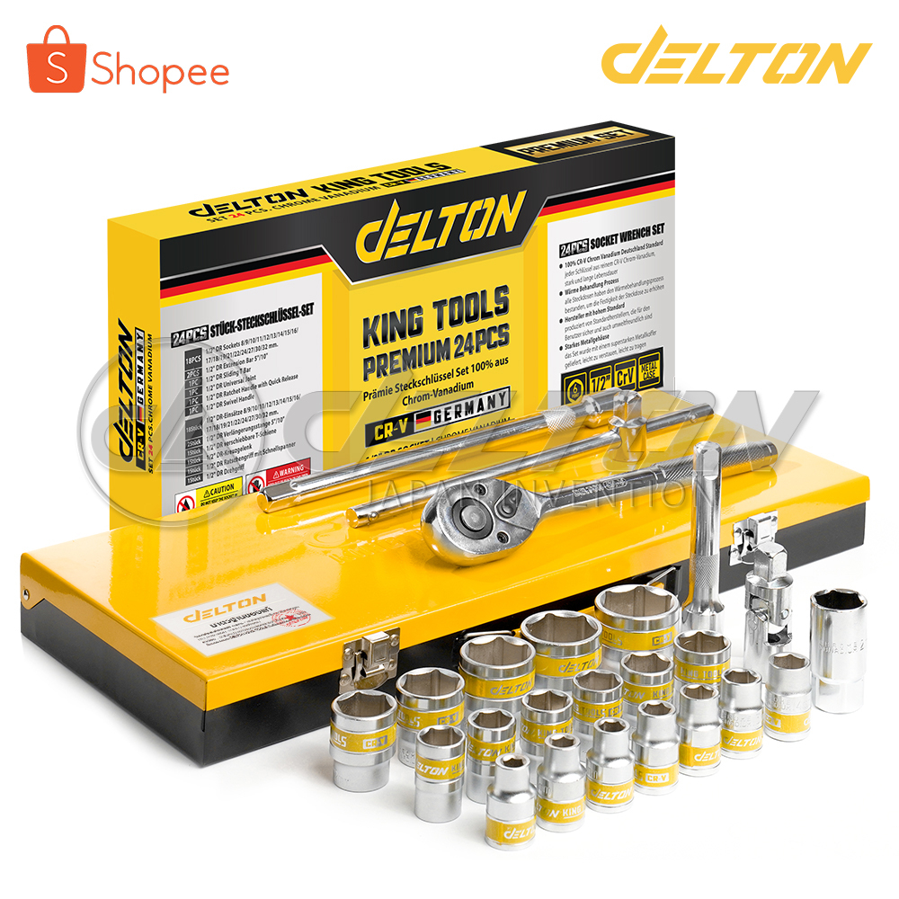 DELTON King Tools ชุดเครื่องมือ ประแจ ชุดบล็อก 24 ชิ้น ขนาด 1/2 นิ้ว (4 หุน) KING TOOLS SERIES ...