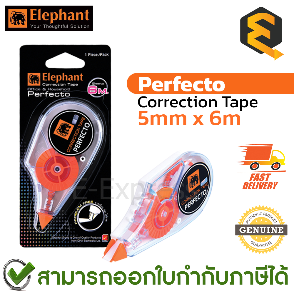 Elephant Perfecto Correction Tape 5 mm x 6m เทปลบคำผิด ของแท้ | Shopee ...