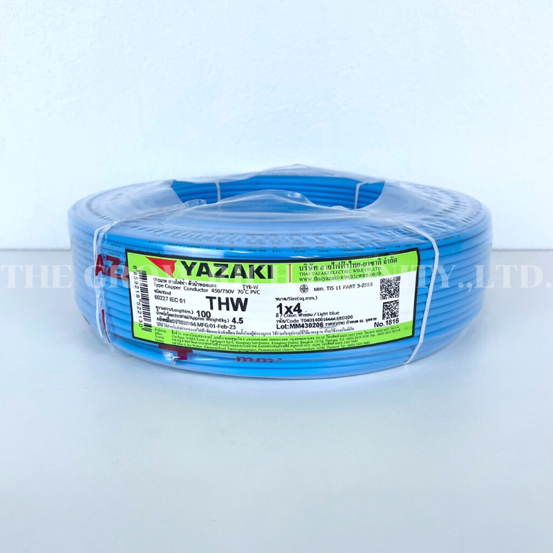 THAI YAZAKI สายไฟ THW 1x4 Sq.mm. สายไฟ ไทย ยาซากิ 1x4 Sq.mm ความยาว 100 เมตร พร้อมส่ง!! | Shopee ...
