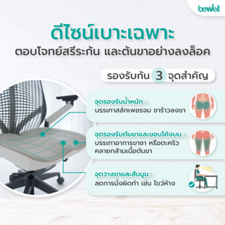 Bewell EMBRACE PLUS (WHITE) เก้าอี้เพื่อสุขภาพ เบาะใหม่ กว้าง รองรับ ...