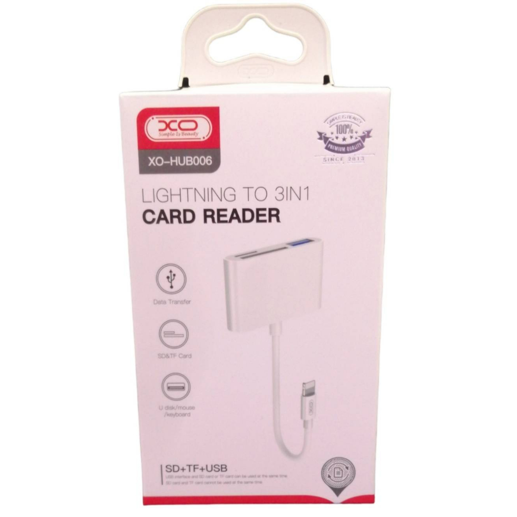 Lightning TO 3 IN 1 Card Reader XO (USB/SD/TF)#XO-HUB006 | Shopee Thailand