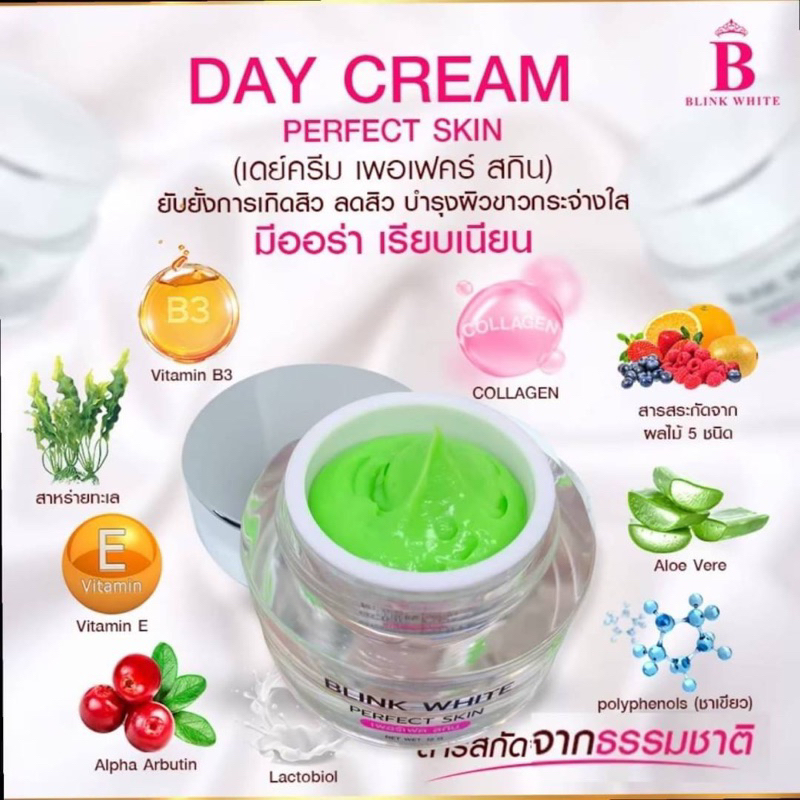 Blink White Perfect Skin เดย์ครีม(ครีมกลางวัน/ครีมบำรุง)ครีมบริ้งไวท์ ...