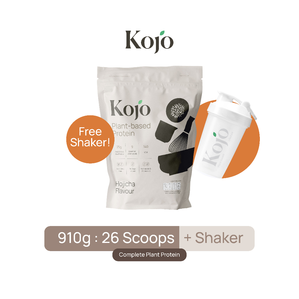 Bag + Shaker Set: Kojo Plant Based Protein Hojicha Flavour (910g ...