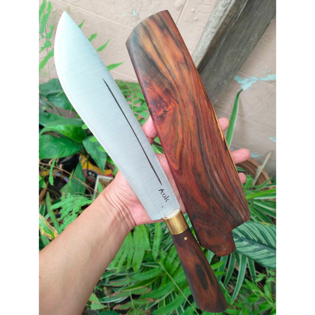 มีดเหน็บ อีเหน็บ (E-Nep) มีดอีเหน็บ มีดเดินป่า มีดแคมป์ 9.9” SUP9 ผิวขัด เซาะร่อง ด้ามฝักพะยูง ...