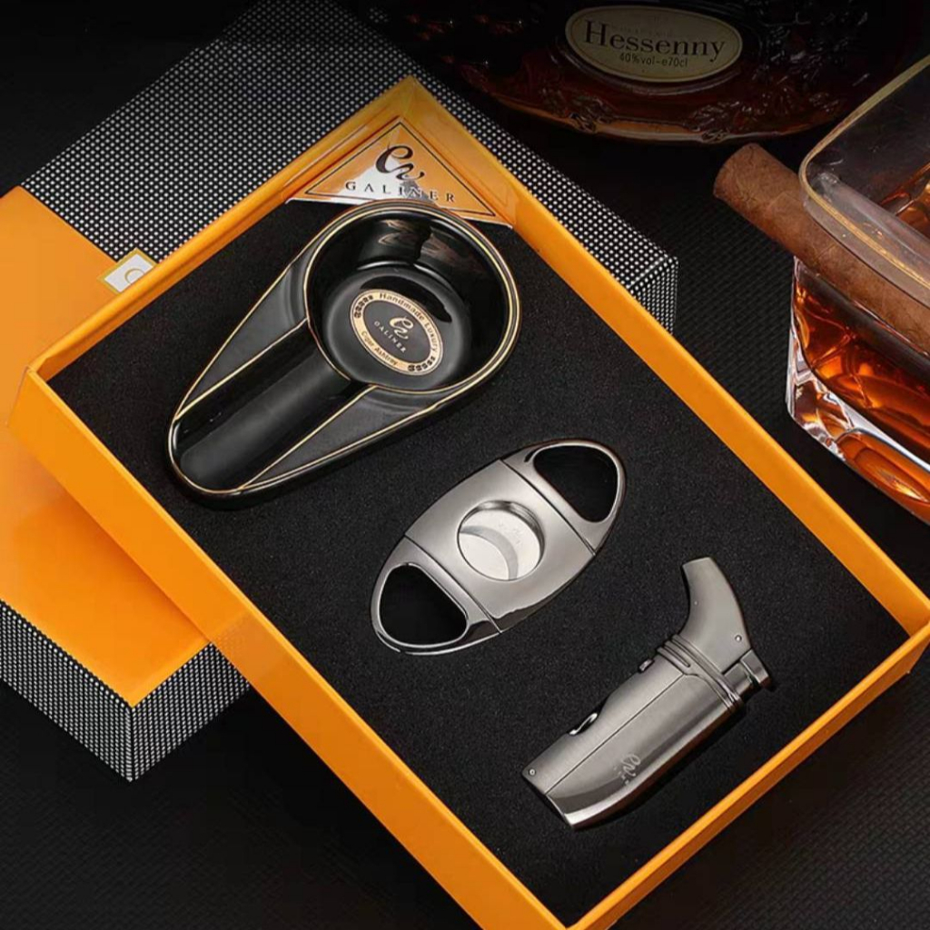 ที่เขี่ย Cigar Cutter Cigar Lighter Ashtray Cigar Tool Set เครื่องตัด ...